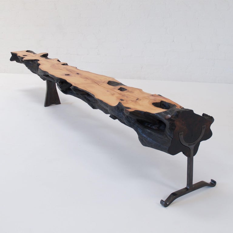 Limited Edition Hand Sculpted Scottish Yew Log Bench For Sale at 1stDibs