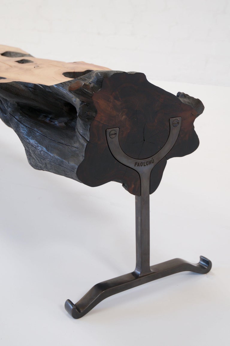 Limited Edition Hand Sculpted Scottish Yew Log Bench For Sale at 1stDibs