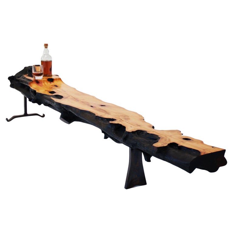 Limited Edition Hand Sculpted Scottish Yew Log Bench For Sale at 1stDibs