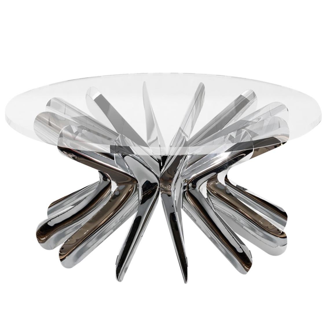 Limited Edition Large Steel in Rotation Coffee Table in Polished ...
