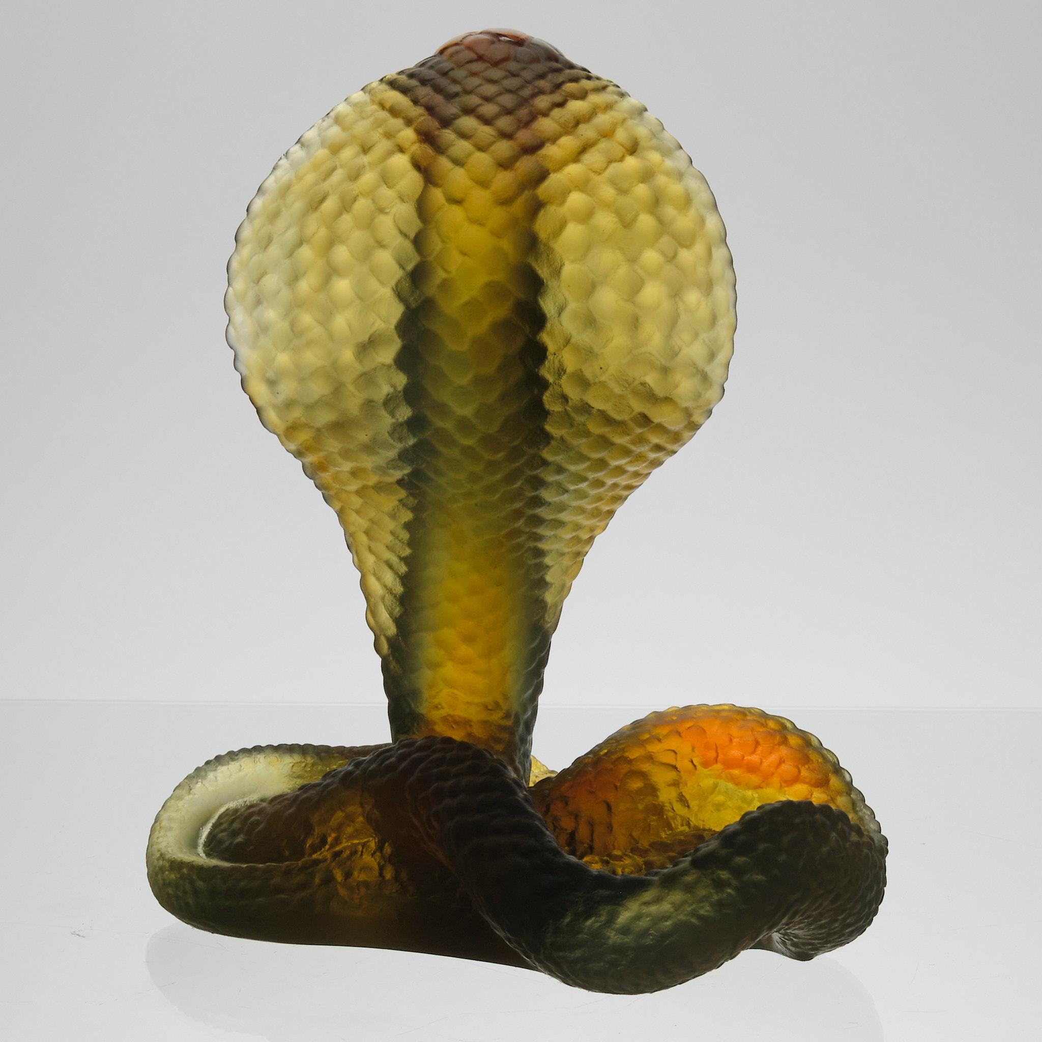 Limited Edition Pate de Verre Glass Sculpture "Rearing Cobra" by Daum ...