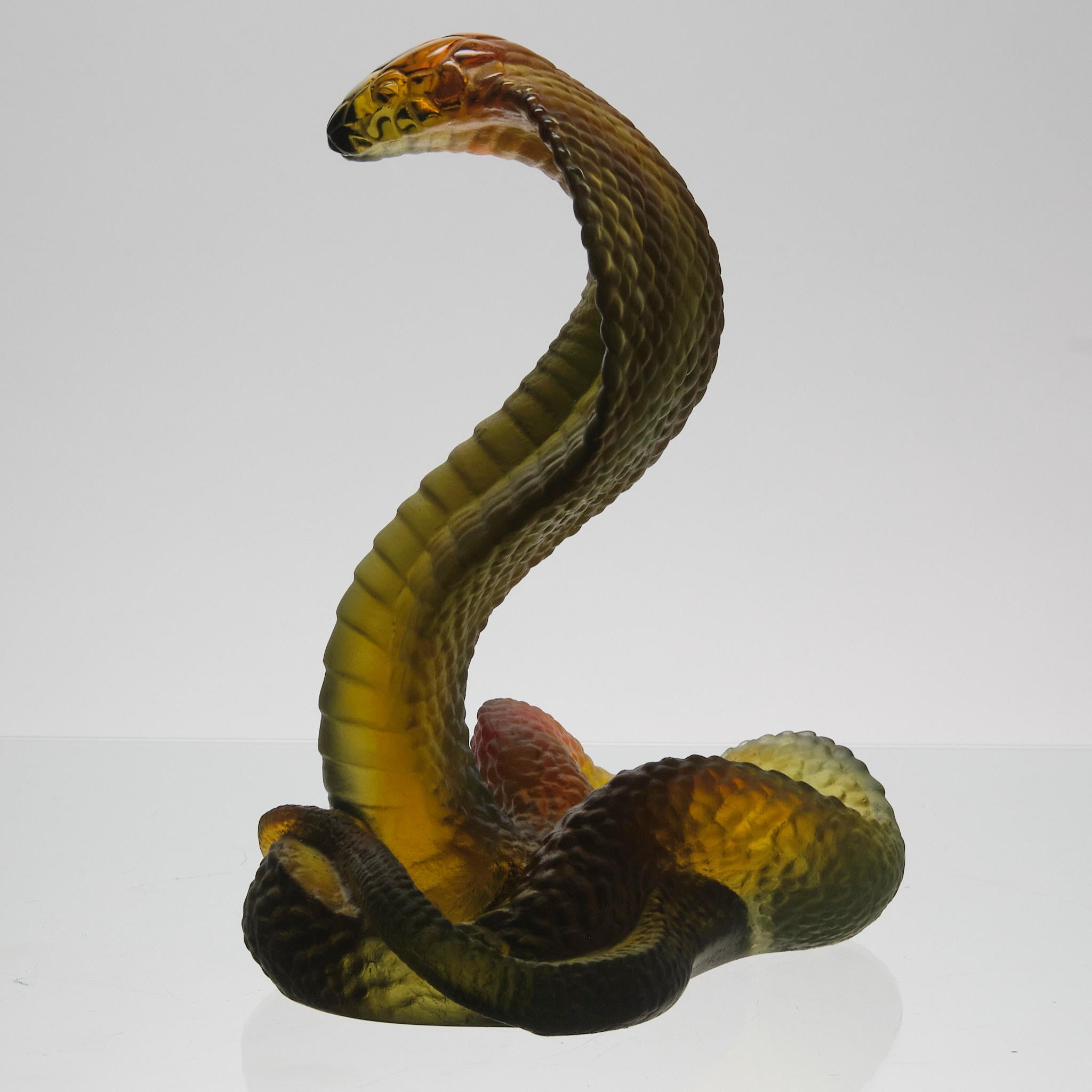 Limited Edition Pate de Verre Glass Sculpture "Rearing Cobra" by Daum ...