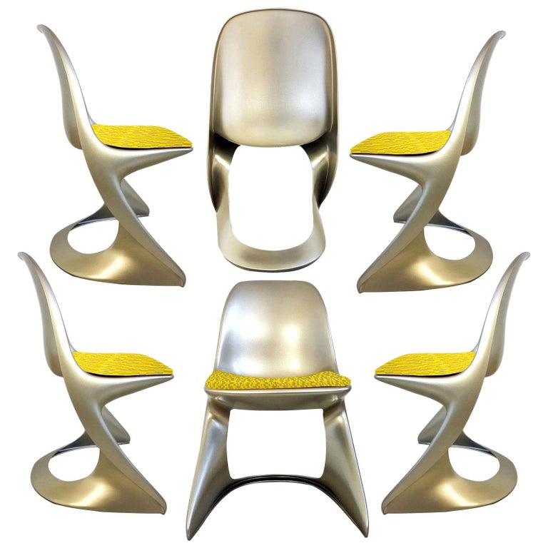 Limited Edition, Set of Six Metallic Ostergaard Space Age Chairs, 1970 ...