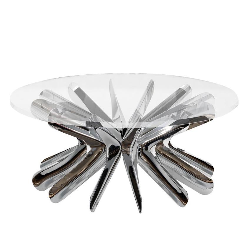 Limited Edition Small Steel in Rotation Coffee Table in Polished ...