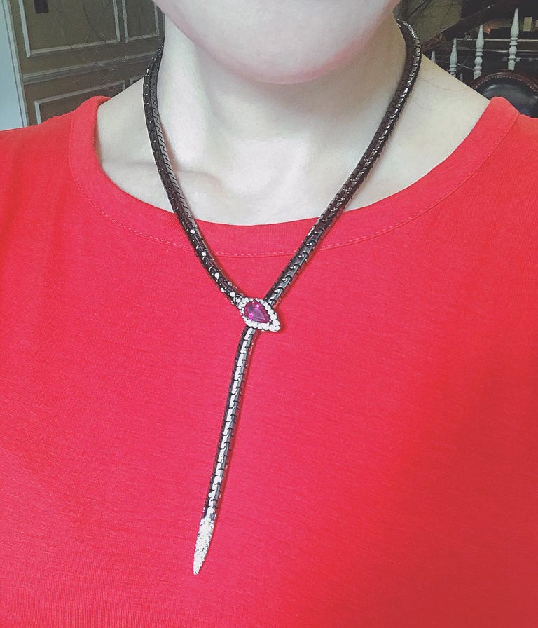 Limited Edition Snake/Serpentine Necklace, Black Tourmaline, Ruby and ...
