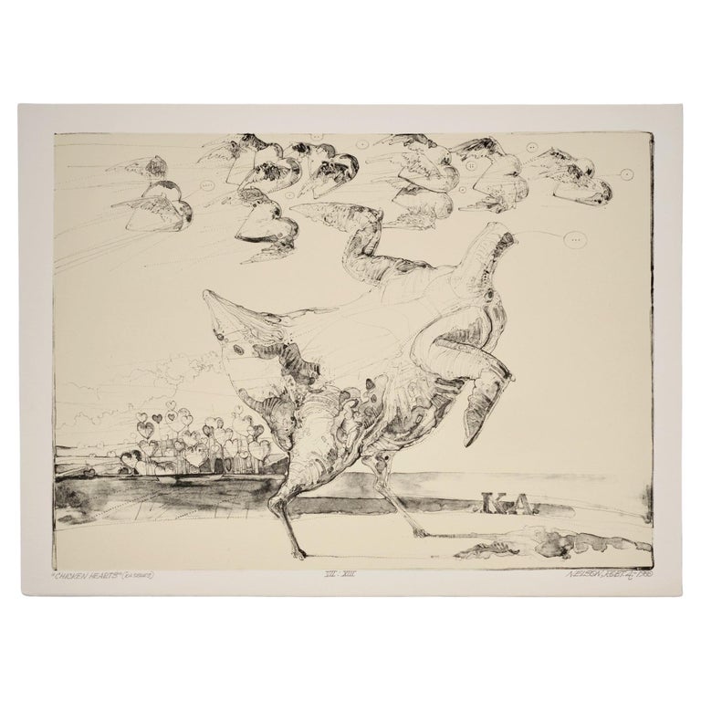 Limited Edition Surrealist Lithograph, "Chicken Hearts" by Robert A ...