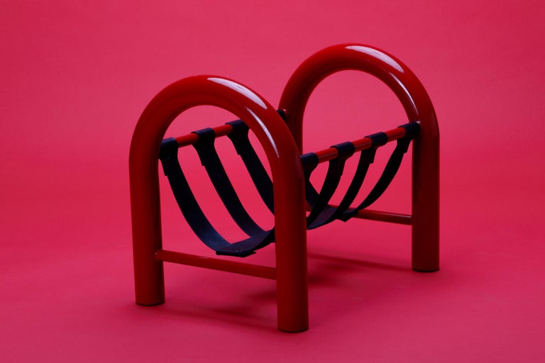 Limited Edition Tubular Magazine Rack by Another Human, Red and Black ...