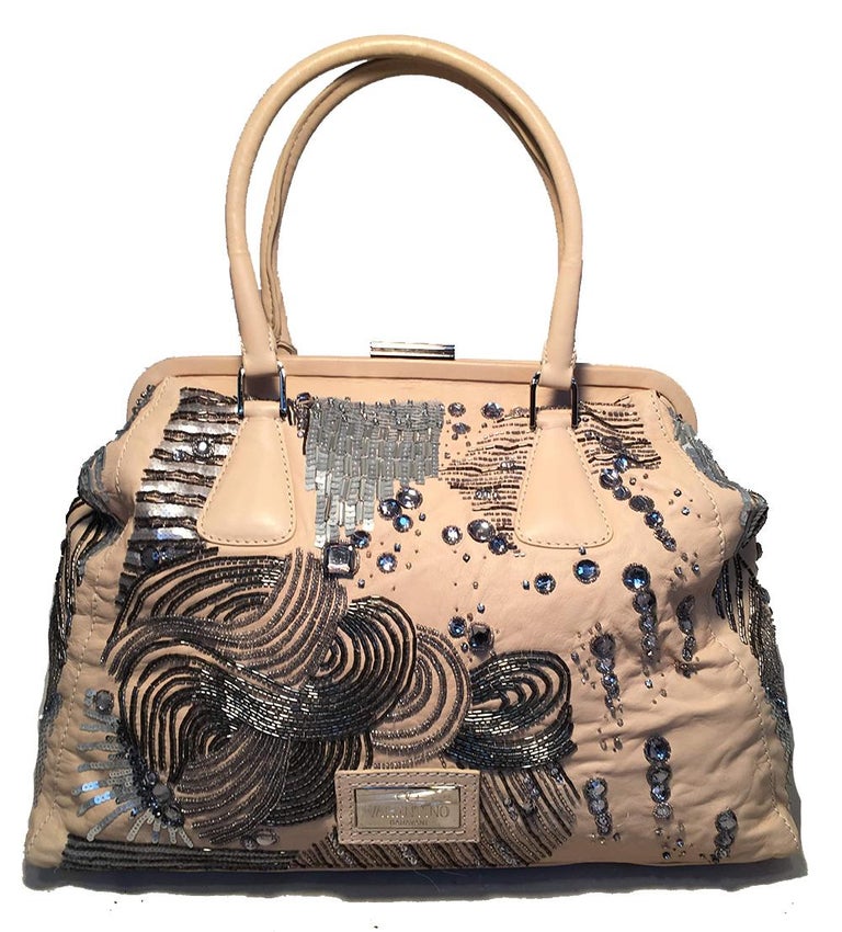 Limited Edition Valentino Alice Glam Sequin and Feather Frame Tote Bag ...