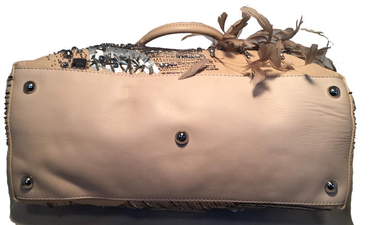 Limited Edition Valentino Alice Glam Sequin and Feather Frame Tote Bag ...