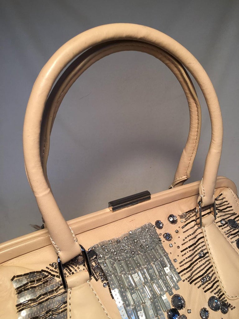 Limited Edition Valentino Alice Glam Sequin and Feather Frame Tote Bag ...