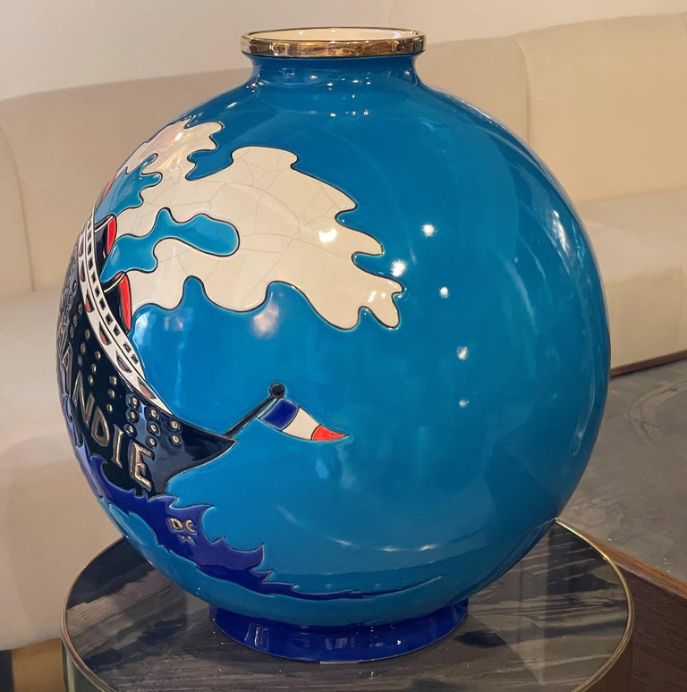 Limited Edition Vase by Longwy, Titled Normandie For Sale at 1stDibs