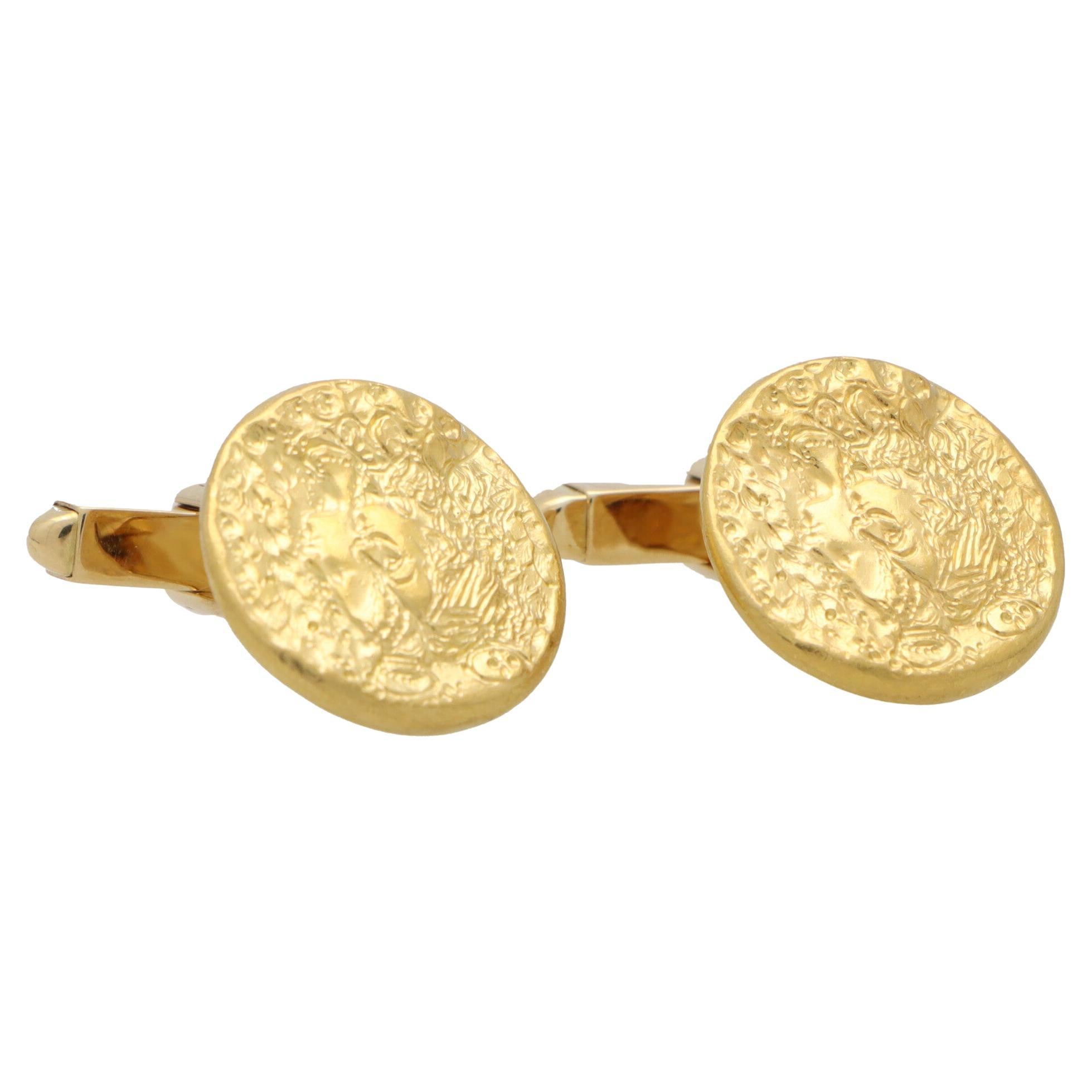 Salvador Dali Yellow Gold Coin Cufflinks c1966 at 1stDibs