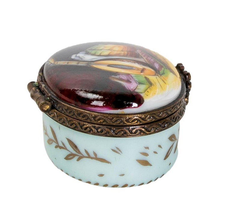 Limoge Porcelain Box Signed M. FLorid For Sale at 1stDibs