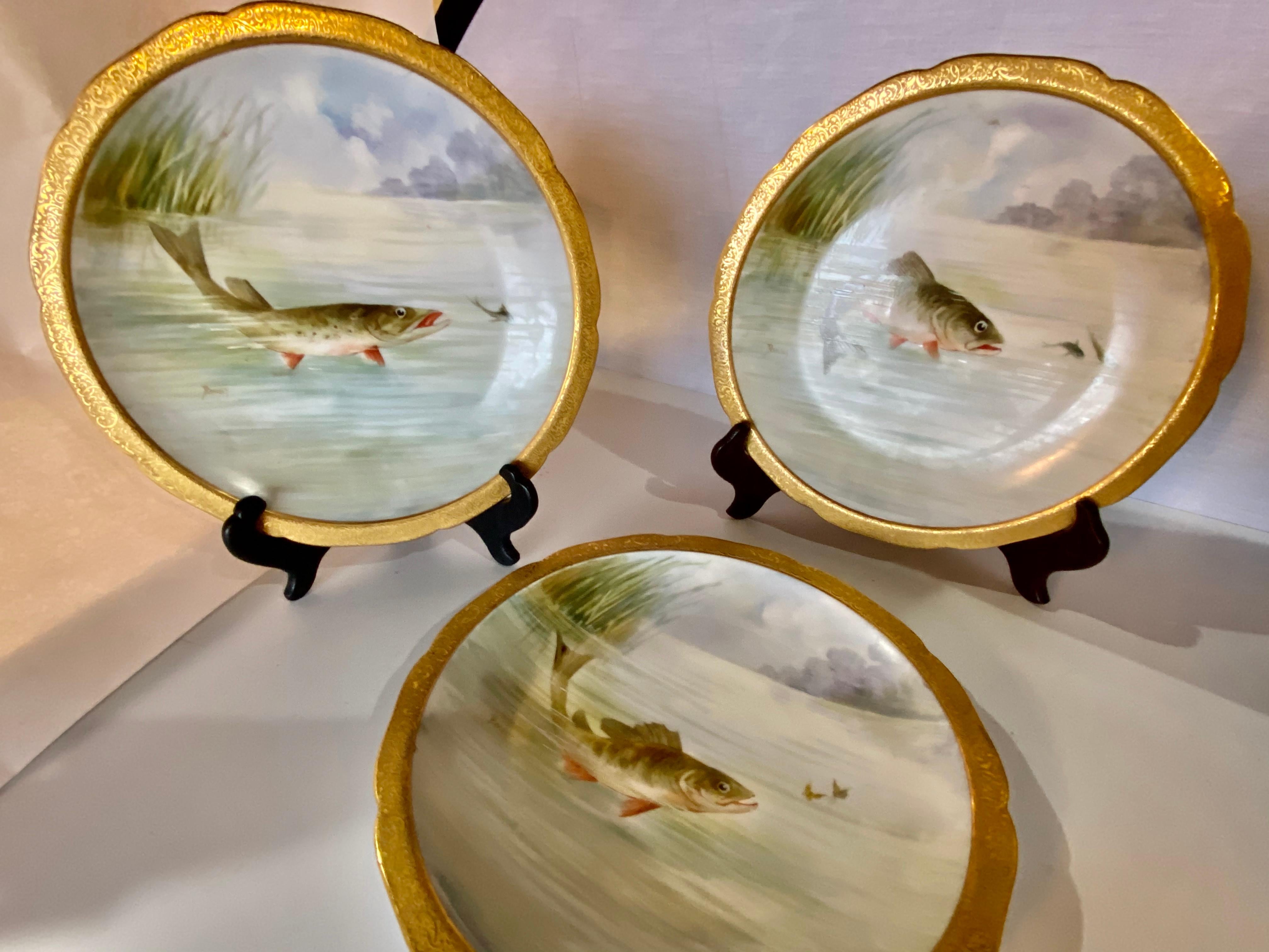 Limoges 11 Piece France Fish Set, Wright Kay and Detroit at 1stDibs
