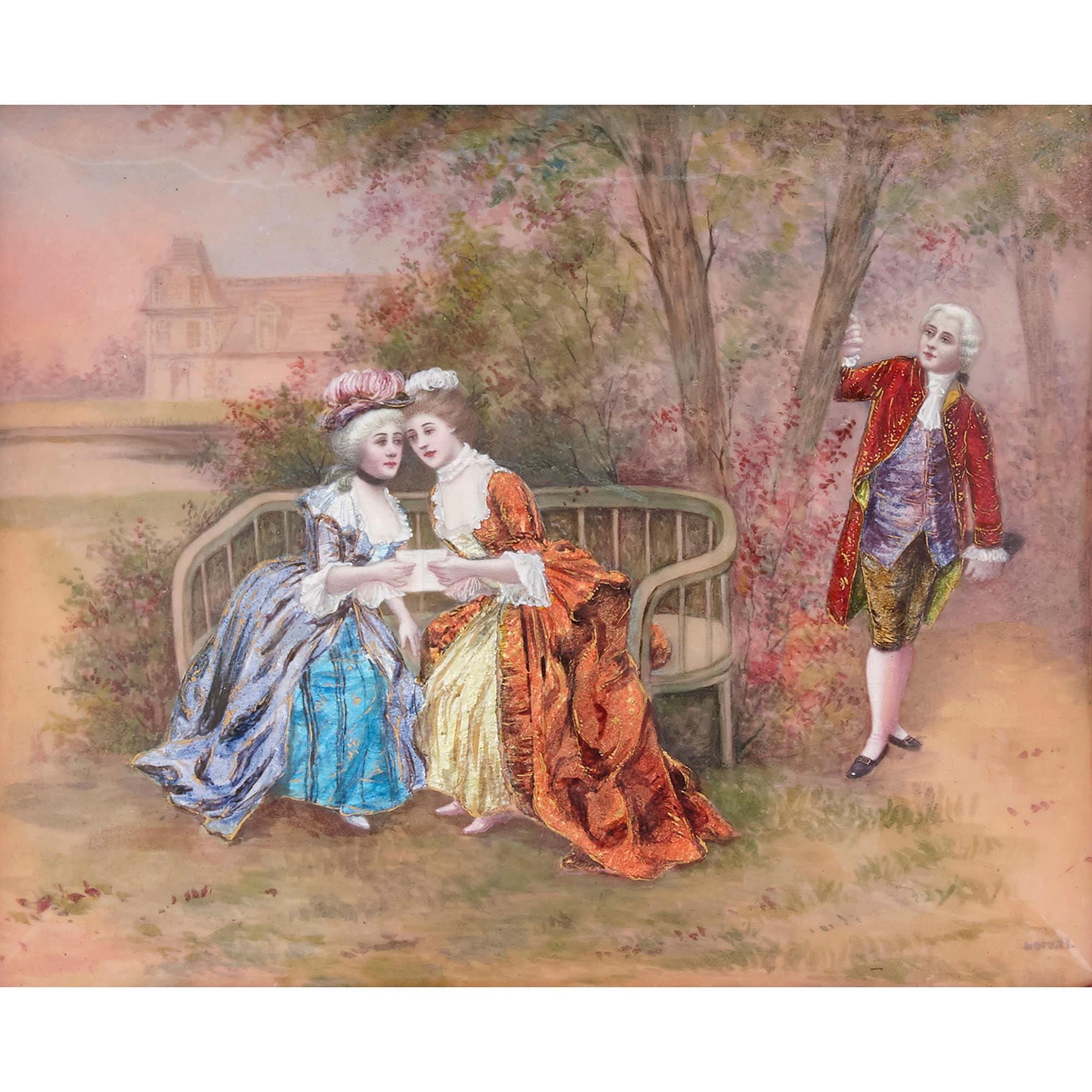 Limoges Enamel Plaque in the Rococo Style For Sale at 1stDibs | limoges enamel paintings