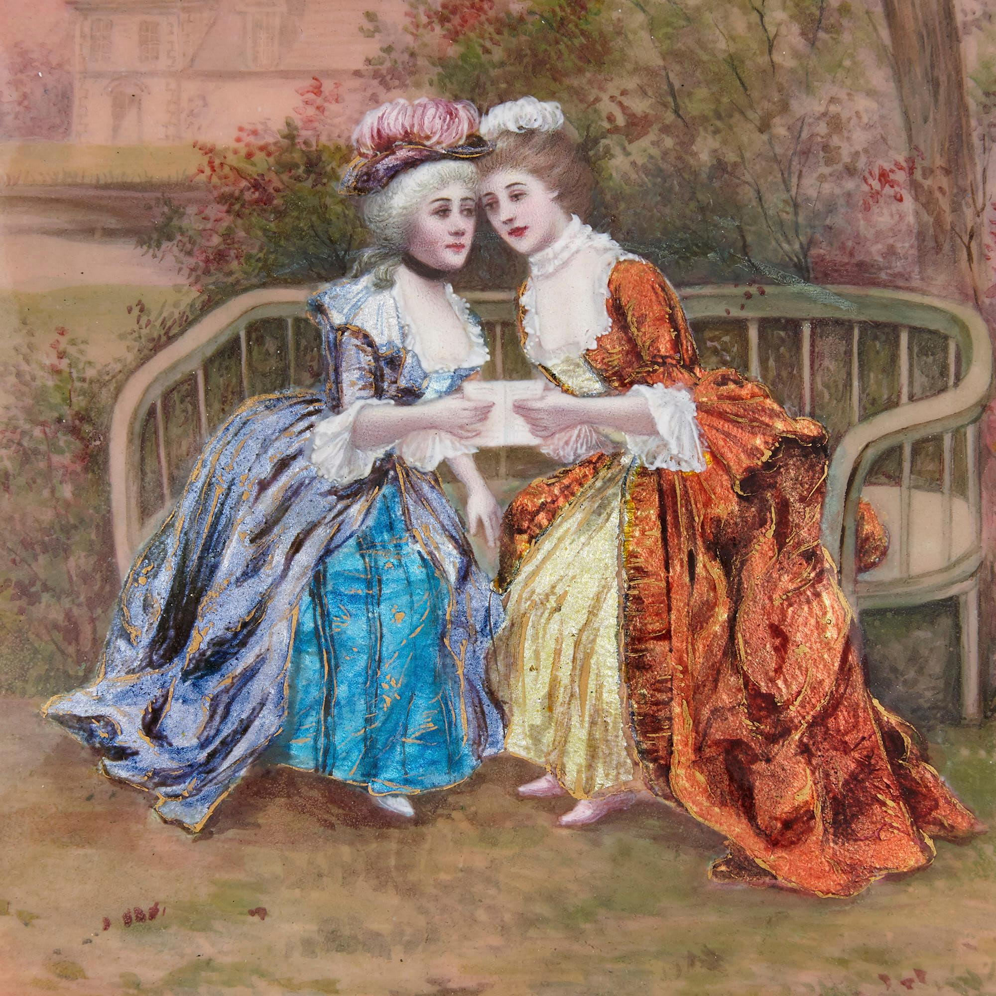 Limoges Enamel Plaque in the Rococo Style For Sale at 1stDibs | limoges enamel paintings