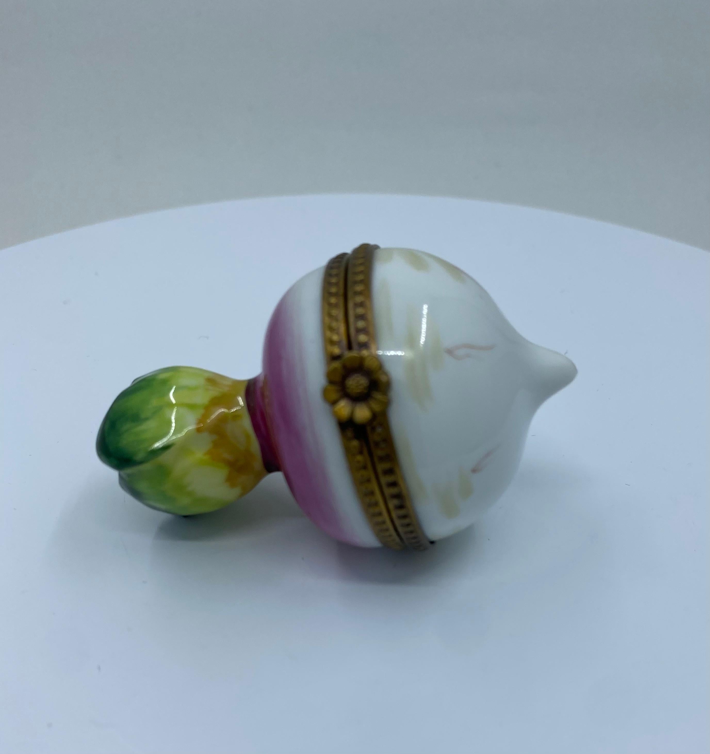 Limoges France Hand Painted Porcelain Turnip Trinket Box For Sale at ...