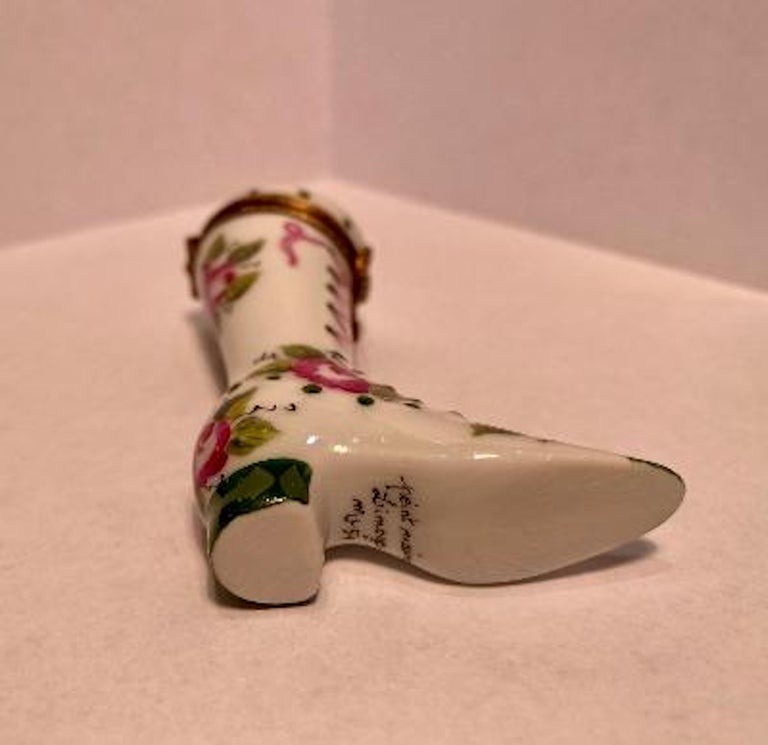 Limoges France Hand Painted Porcelain Victorian Style Boot Shoe Trinket ...