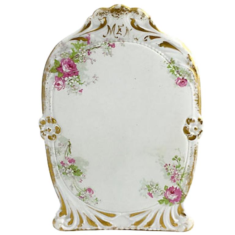 Limoges Pink Floral Gilt Menu For Sale at 1stDibs