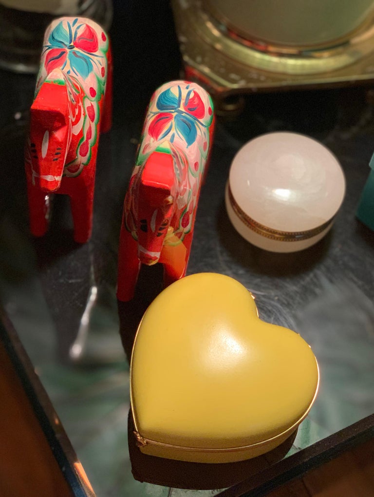Limoges Porcelain Heart Trinket Box, Canary Yellow, French Porcelain ...