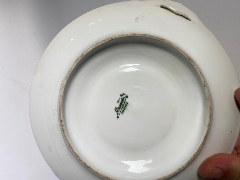Limoges Urn or Bowl Porcelain, Green and Gold Color, Made in France ...