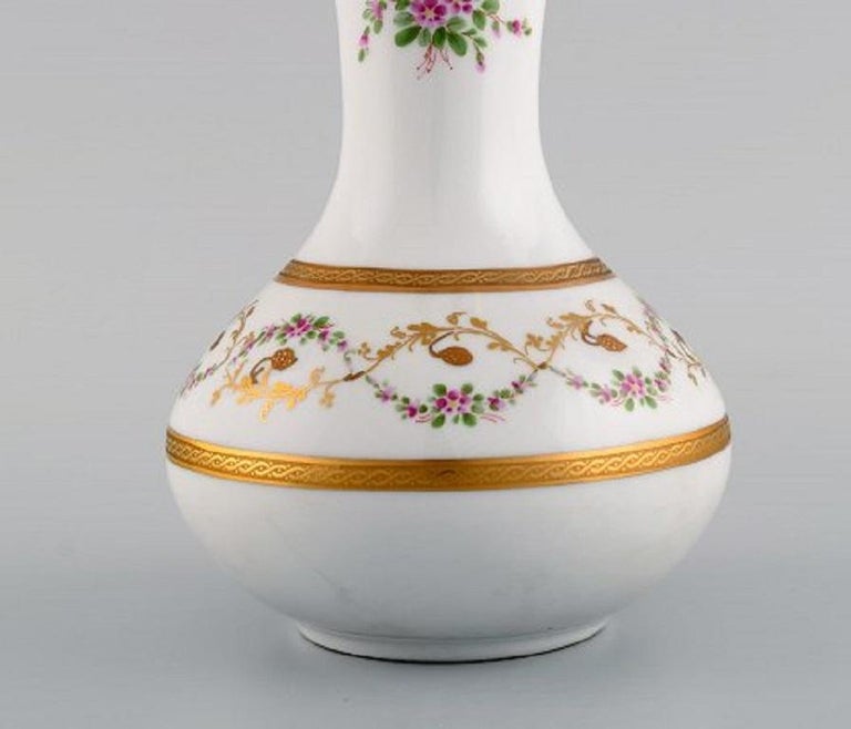 Limoges Vase in Hand Painted Porcelain with Floral and Gold Decoration ...