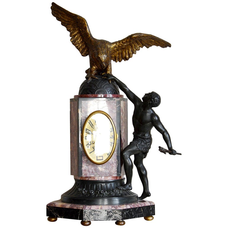 Limousin French Art Deco Eagle Mantle Clock, 1925 at 1stDibs