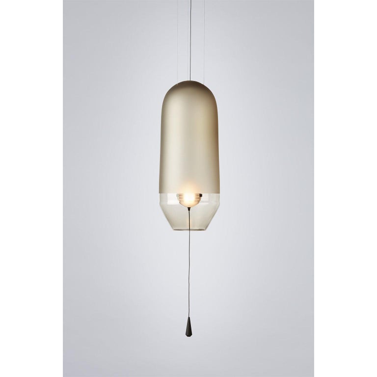 Limpid Light S-Smoke Full-swing, Pendant Light, Hand Blown Glass ...