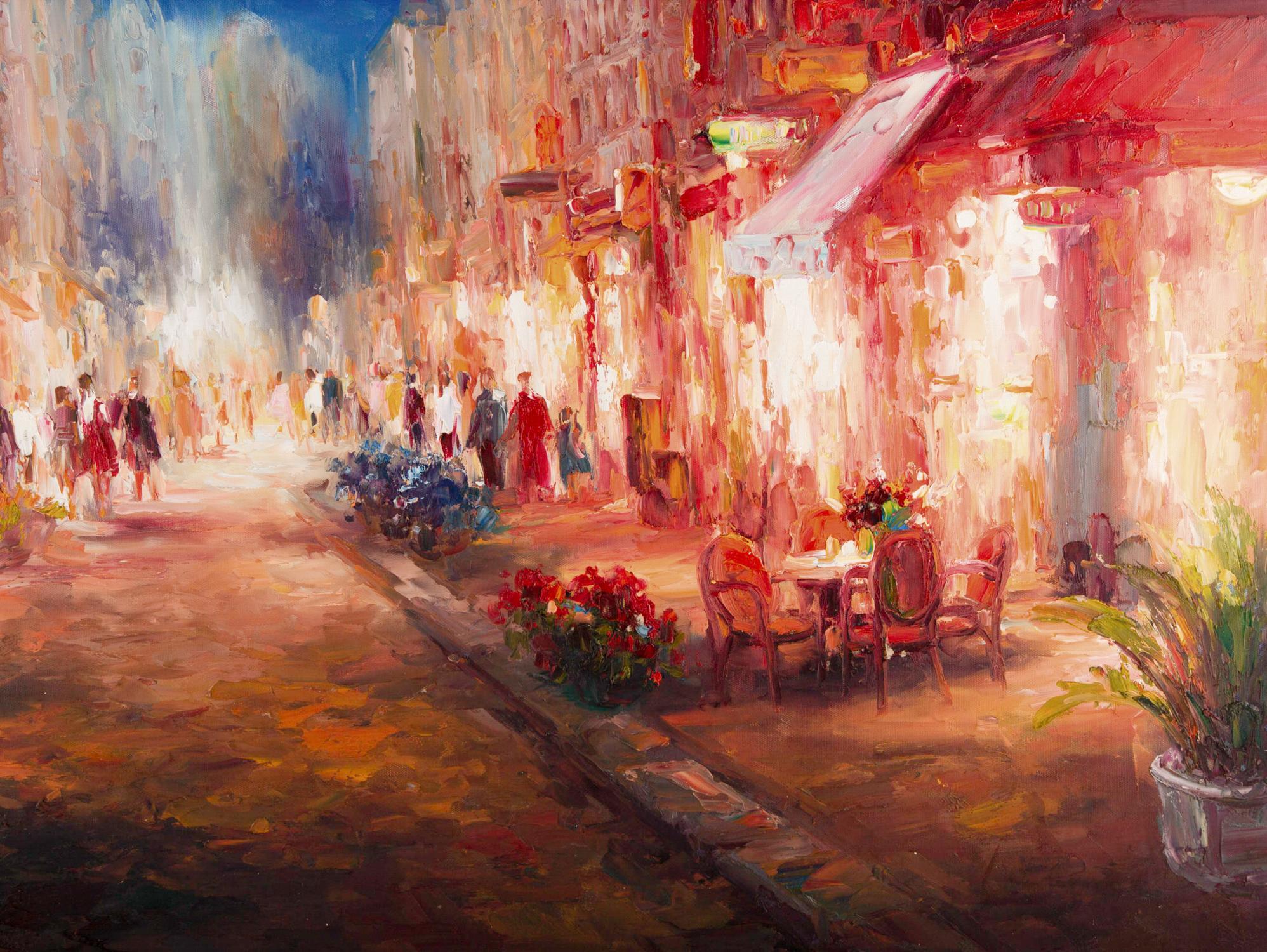 Lin Hongdan - Lin Hongdan Impressionist Original Oil Painting "Night 3 ...