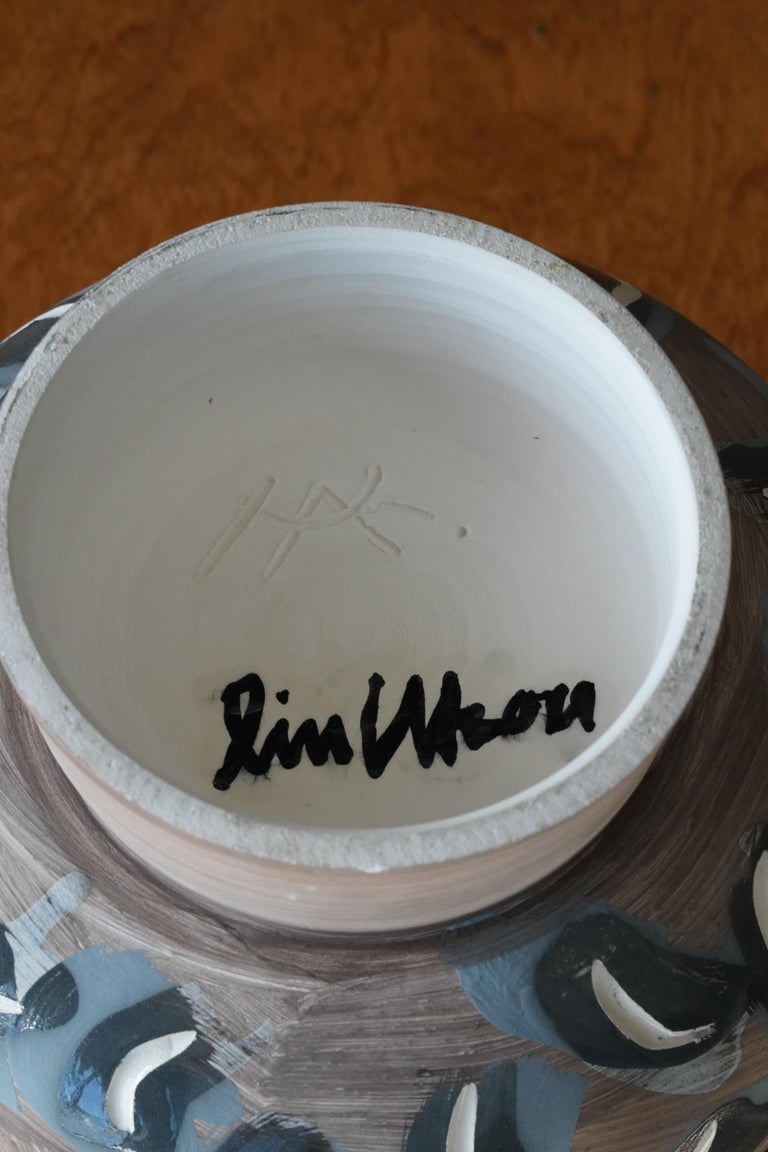 Lin Utzon, Sizable Vase, Hand Painted Earthenware, Kähler, Denmark, c ...