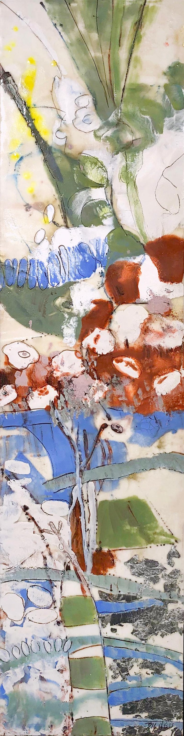Linda Bigness - "Seuss' Garden," Abstract Floral Encaustic Painting For ...