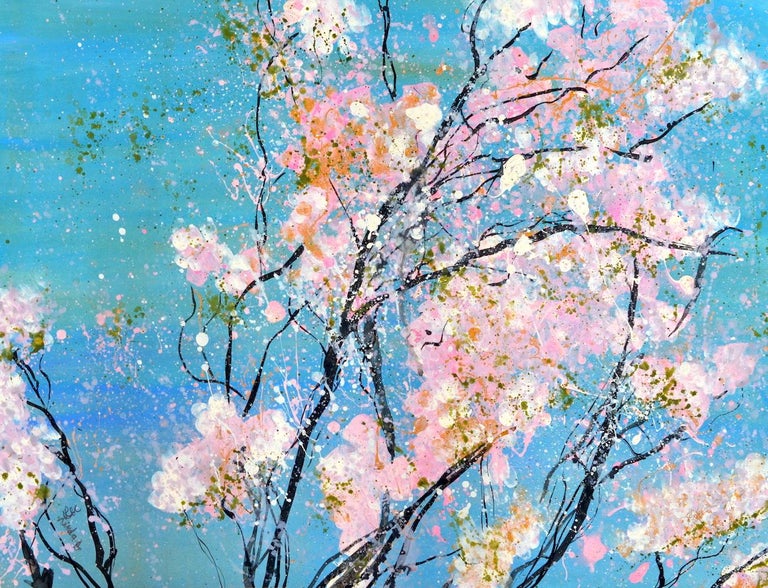 Linda Clerget - Abstact Floral work on paper 'Spring Spirit' For Sale ...