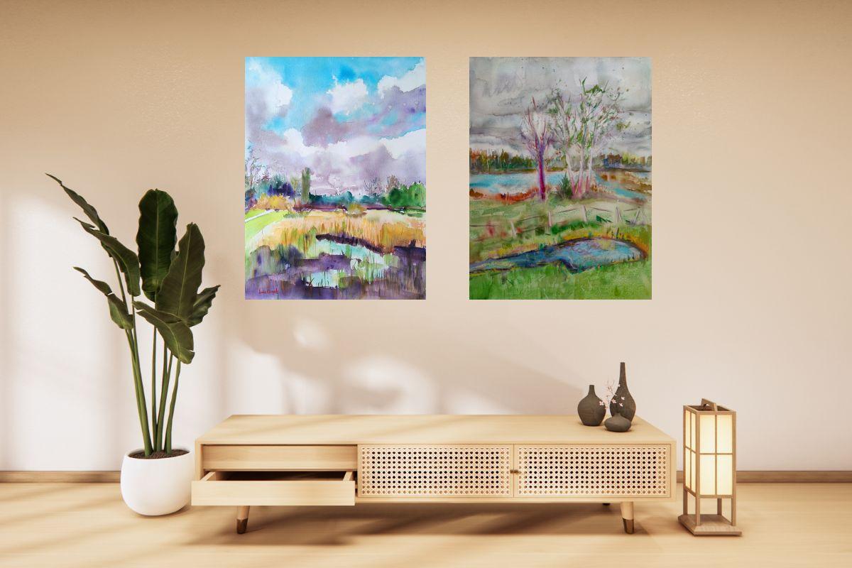 Wolf Kahn - "Dark Diagonal" Wolf Kahn, Vermont Landscape with Trees ...