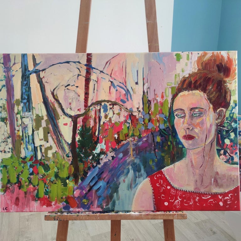 Linda Clerget - Expressionist woman portrait in the forest 'When the ...