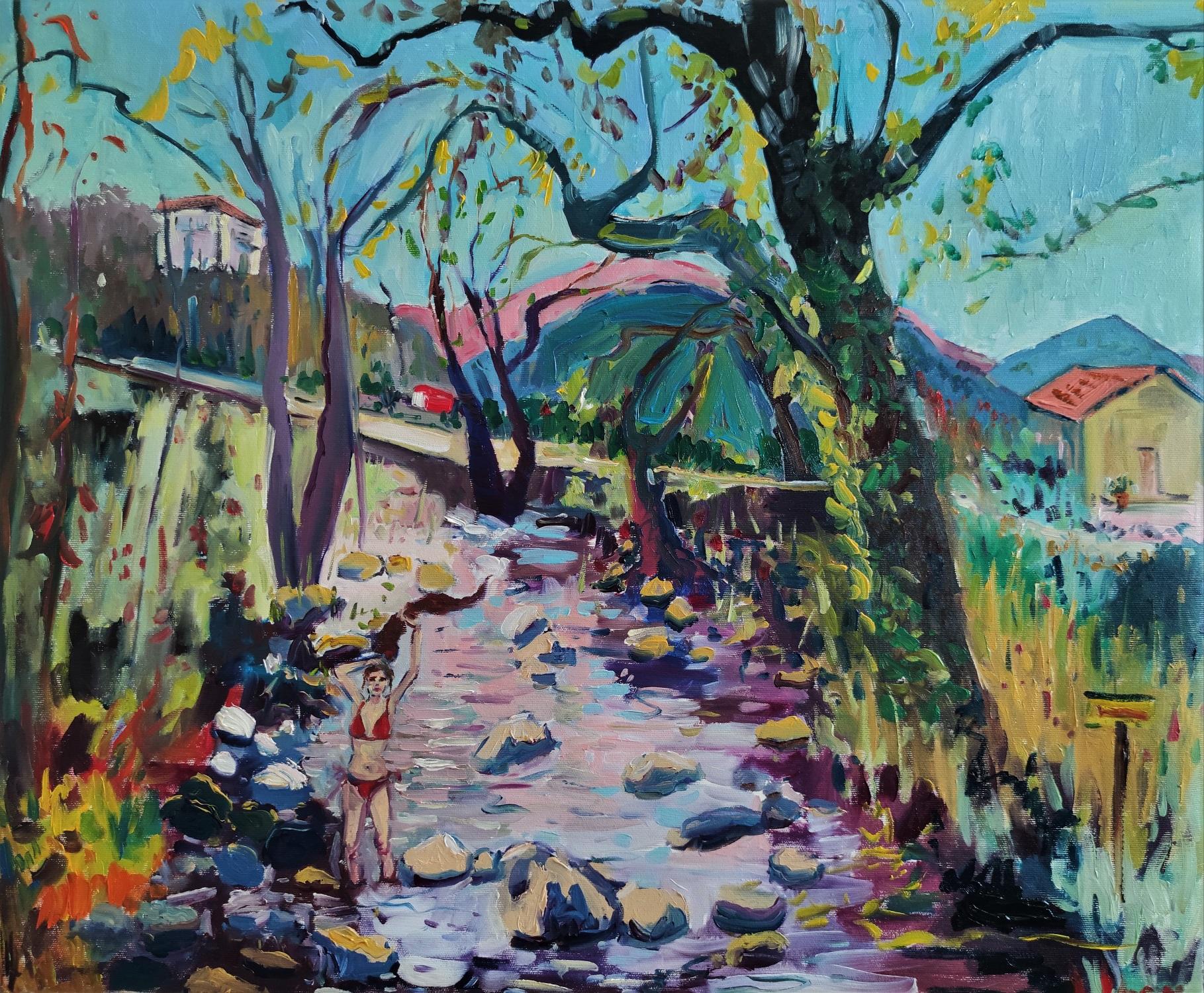 Linda Clerget - Impressionist alla prima landscape 'Summer promises ...