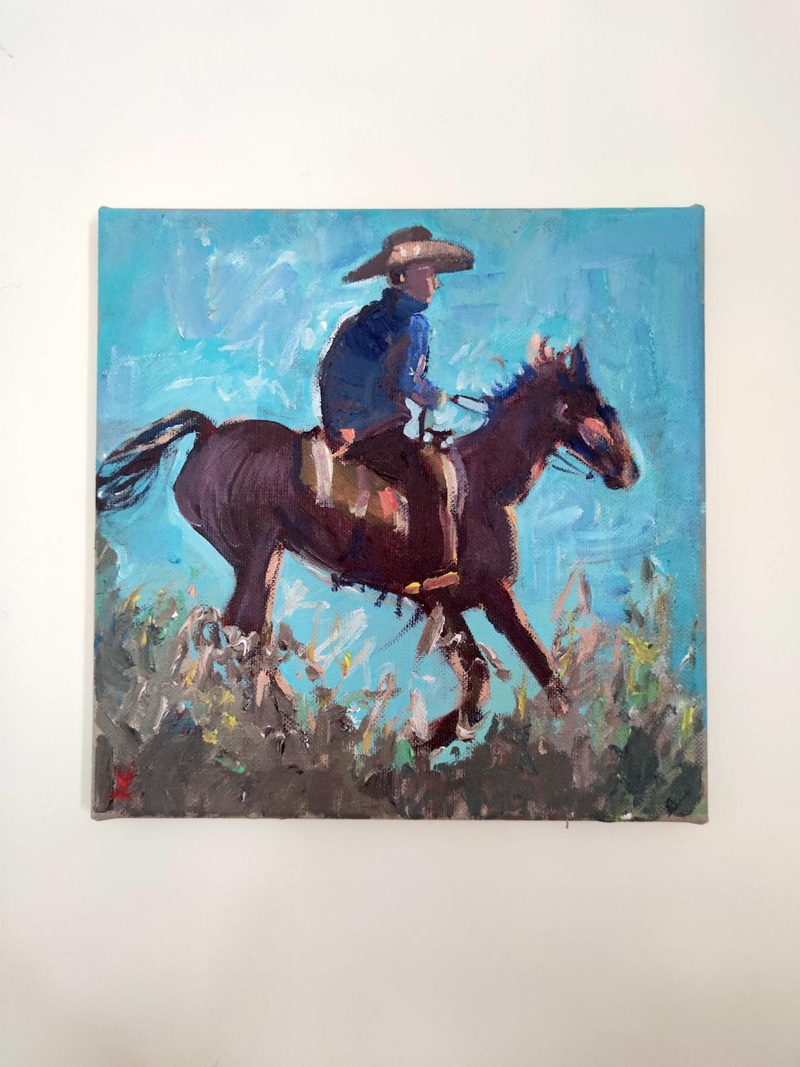 Linda Clerget - Neo-impressionnist modern cow-boy 'LONELY BOY' by ...