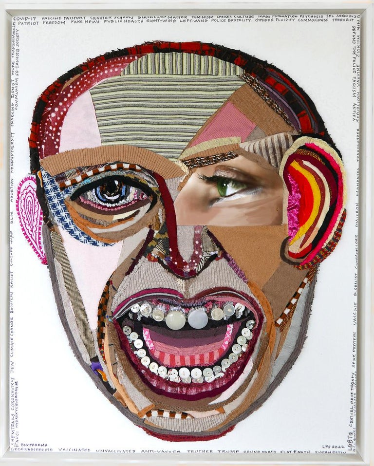 Linda Friedman Schmidt - "Hot Button Words" Mixed Media Textile Art ...