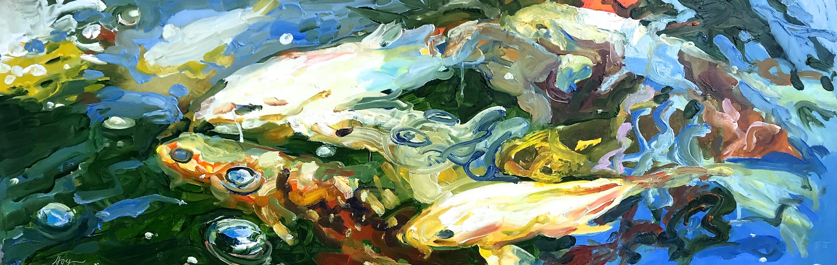 Linda Holt - "Circus 3" Abstract Expressionist Koi Fish Animals Water ...