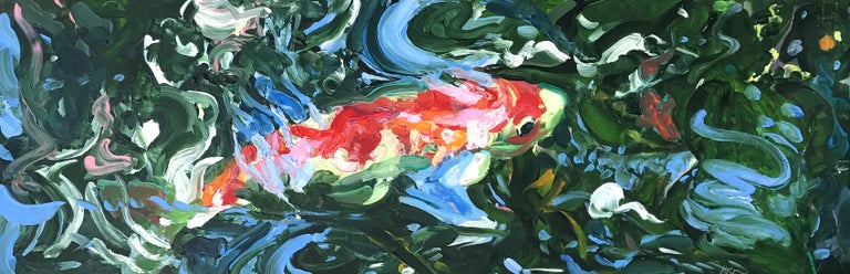 Linda Holt - "Red and White Koi 1" Expressionist Animals Fish Water ...