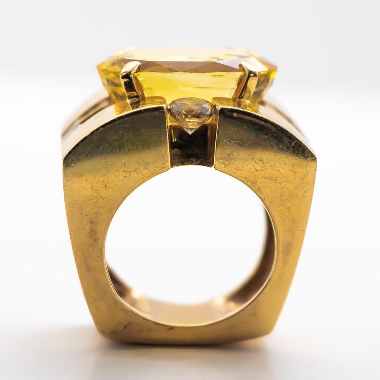 Linda Joslin 12+ Carat Gold Sapphire Ring with 1.50 Carat Diamonds at ...