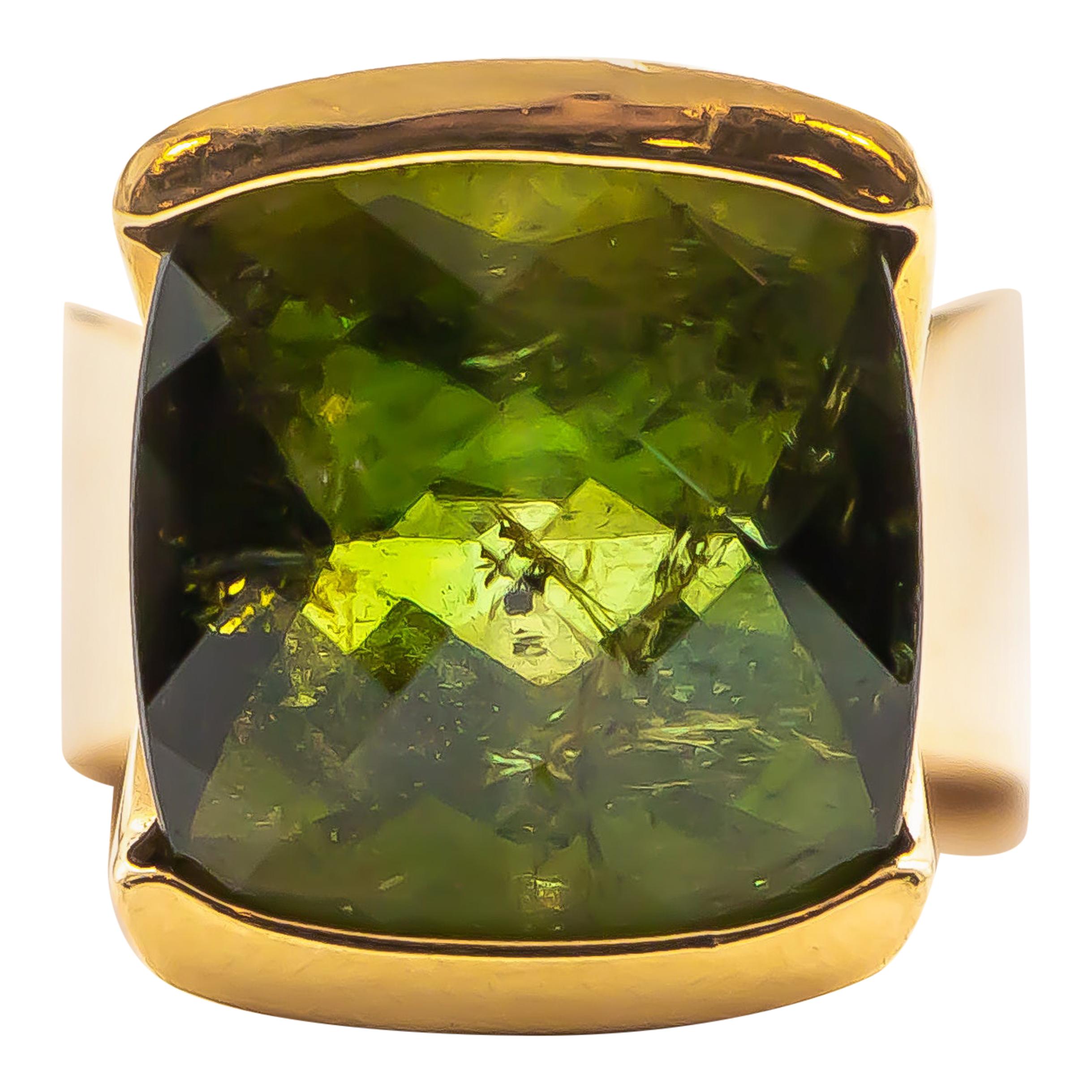 Cellini 18 Karat Yellow Gold 6.63 Carat Rubellite and Green Tourmaline ...