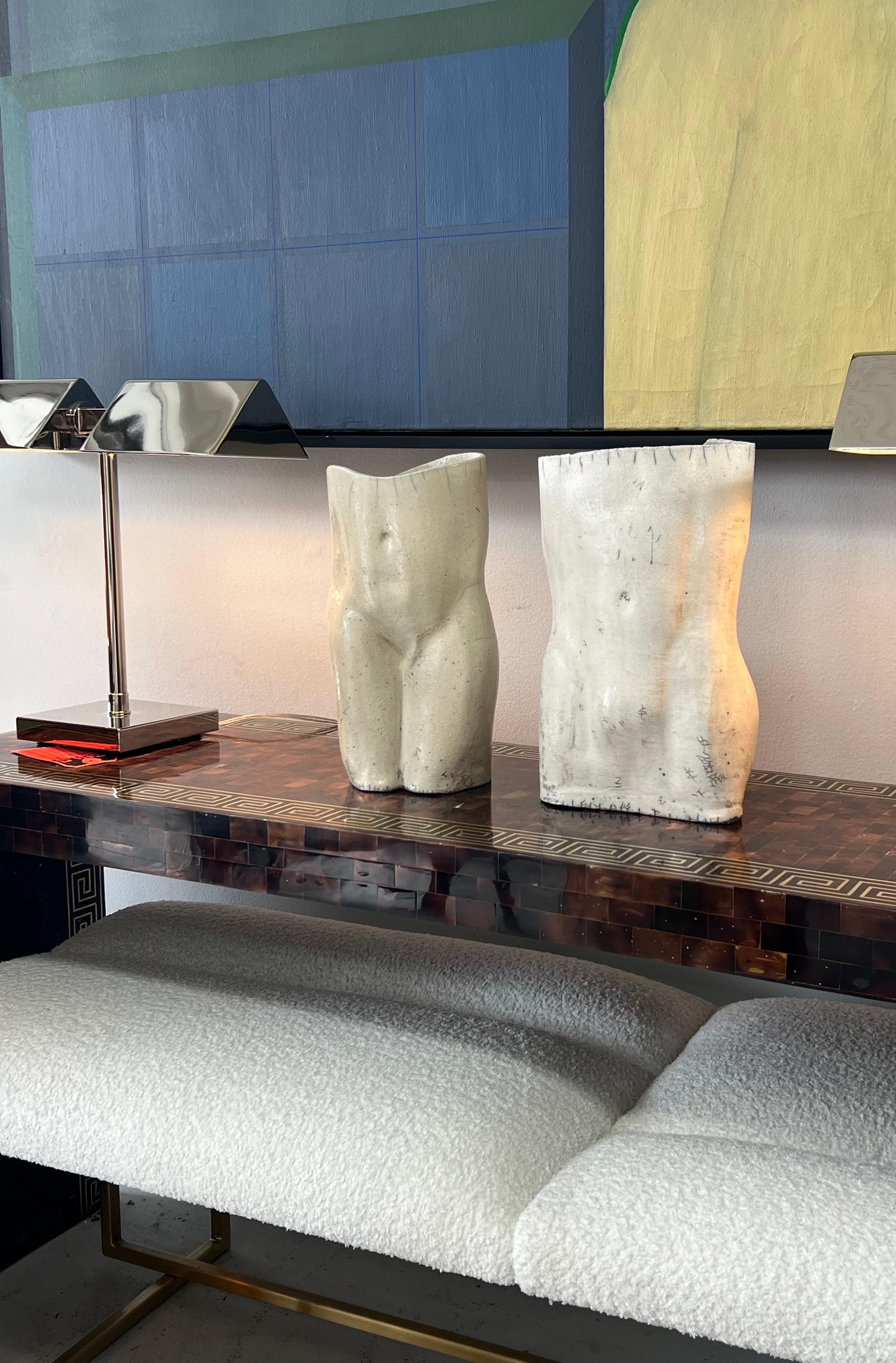 Linda Mielke Roku Man and Woman Torso Pottery Vases For Sale at 1stDibs