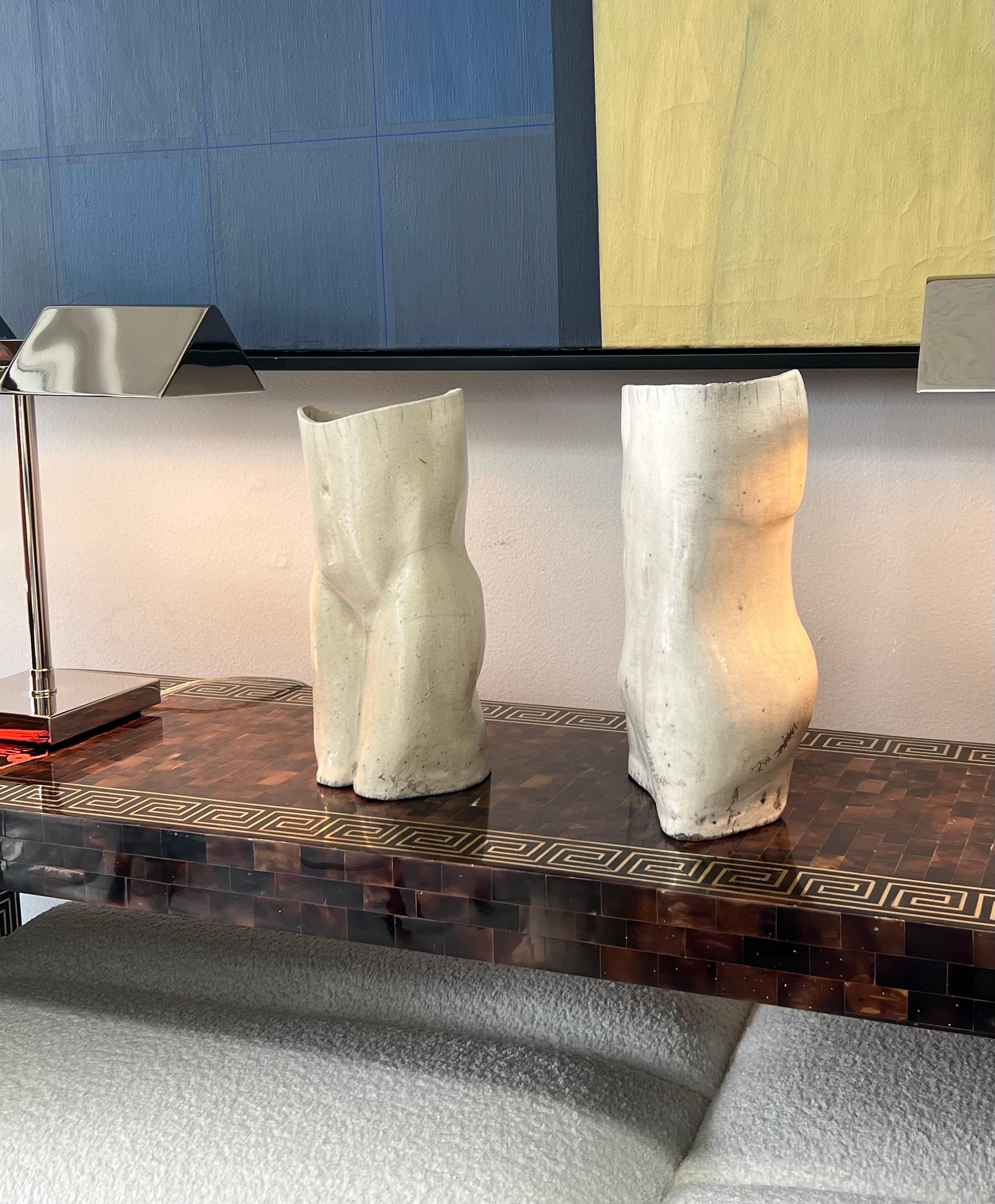 Linda Mielke Roku Man and Woman Torso Pottery Vases For Sale at 1stDibs