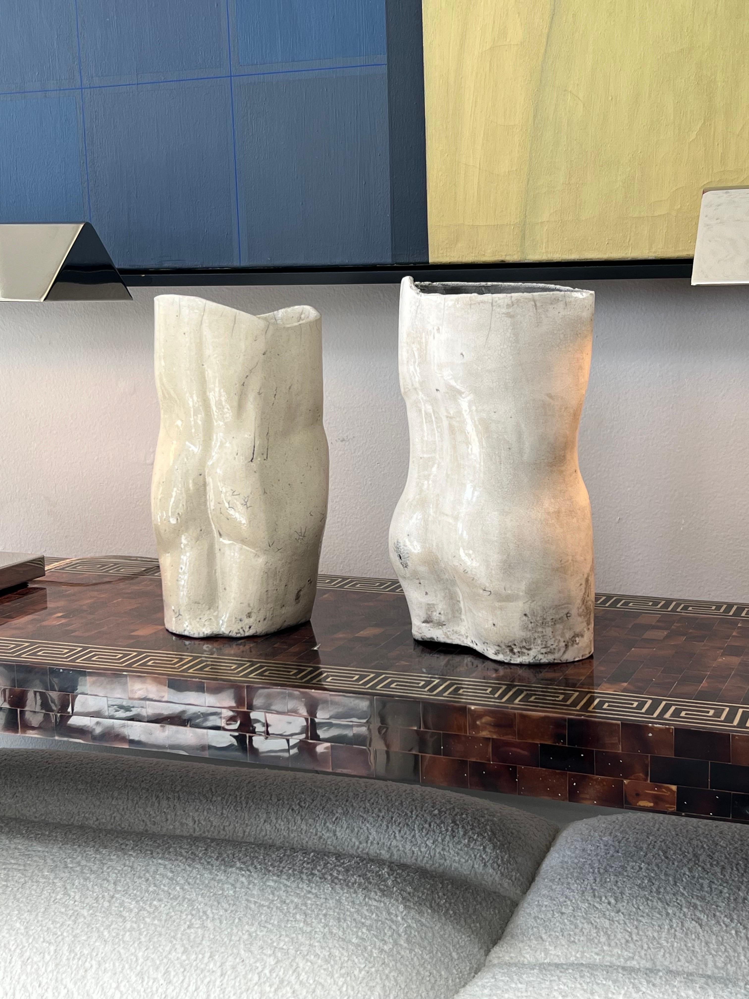 Linda Mielke Roku Man and Woman Torso Pottery Vases For Sale at 1stDibs