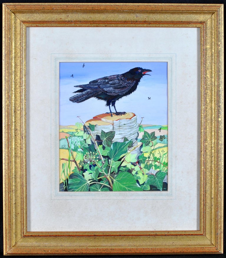 Linda Telfer - Crow and Ivy - Modernist English Gouache Animal Painting ...