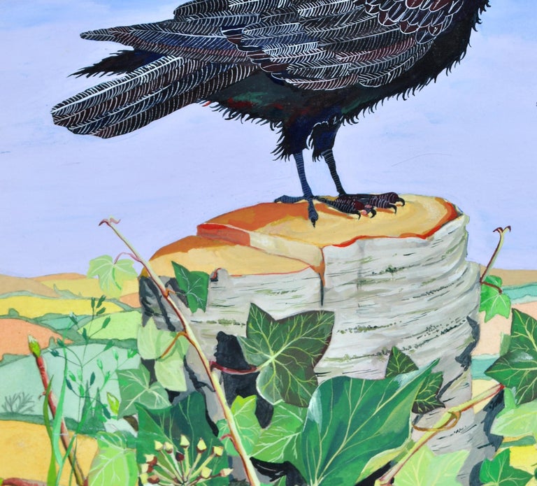 Linda Telfer - Crow and Ivy - Modernist English Gouache Animal Painting ...