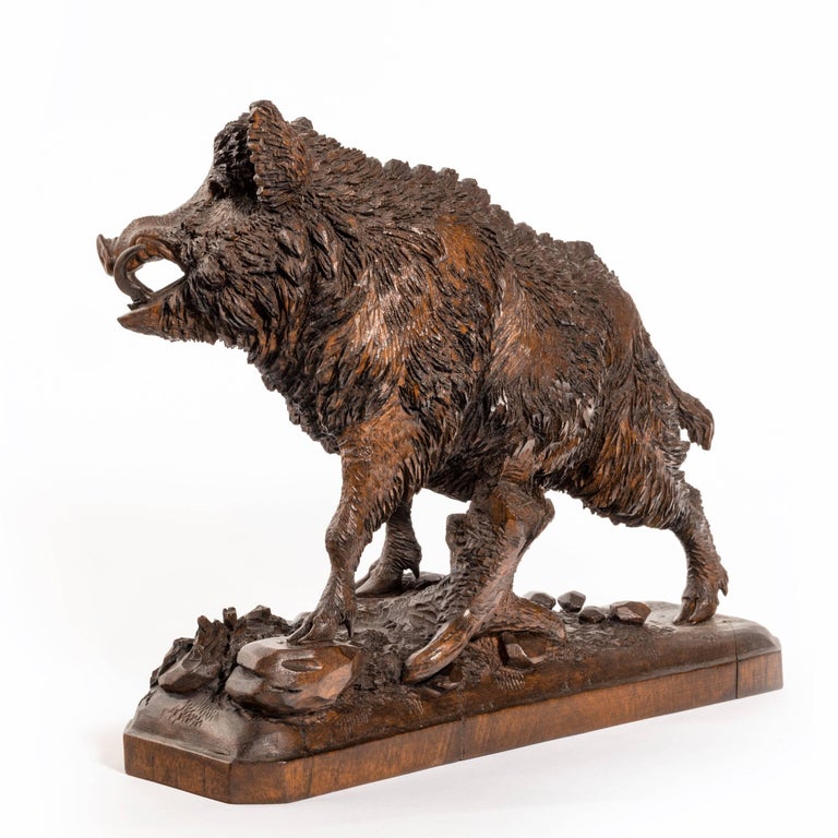 Linden Wood ‘Black Forest’ Model of a Wild Boar at 1stDibs | wood boar ...
