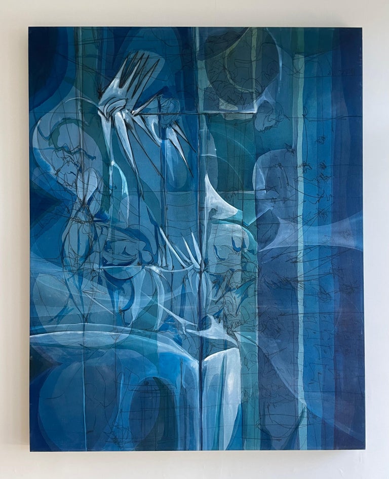 Lindsey Nobel - blue, abstract, black, white, acrylic, canvas, painting ...