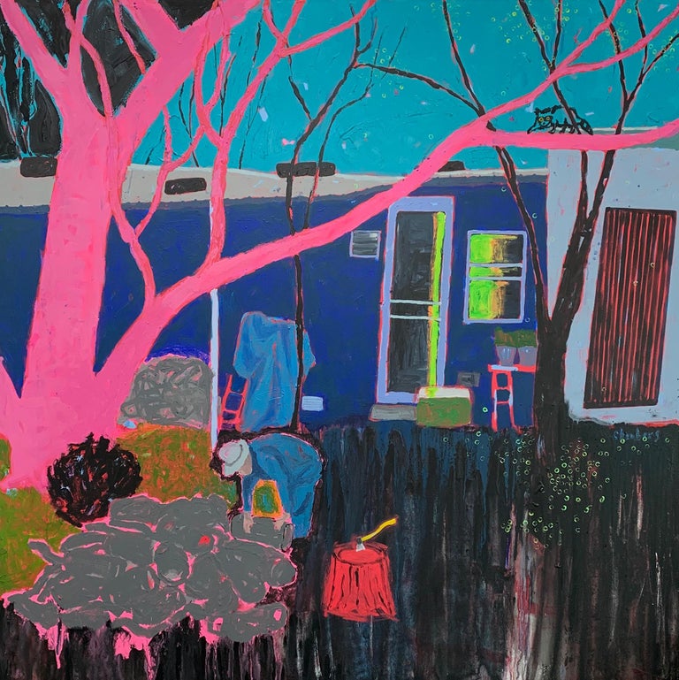 Lindy Chambers - "Blue Tarp," Oil on Acrylic - Figurative Painting For ...