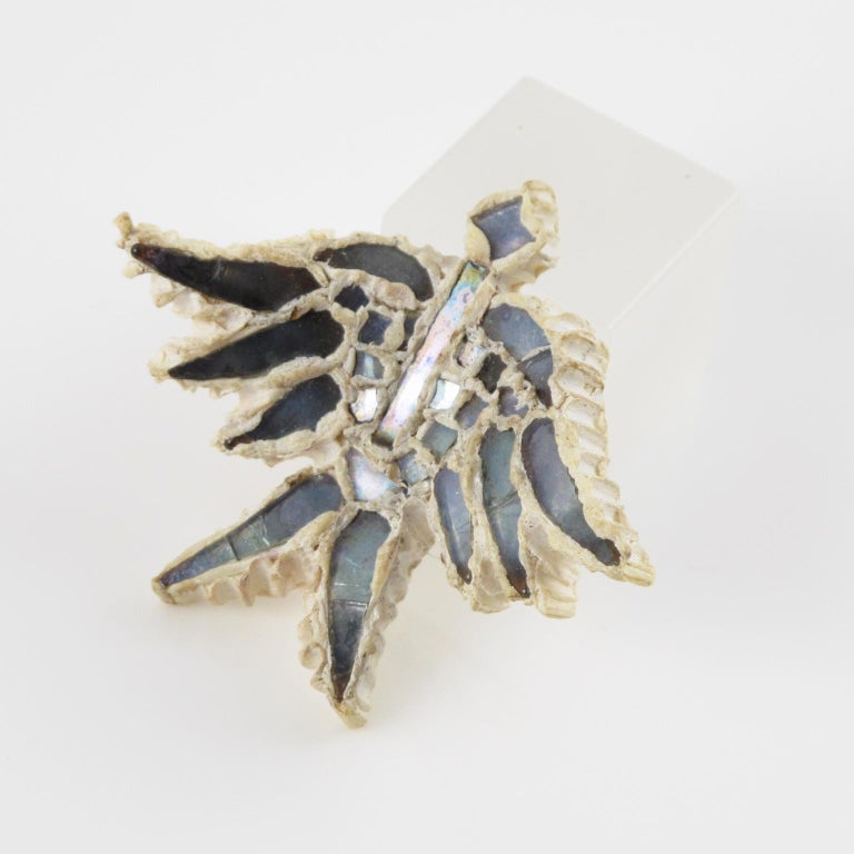 Line Vautrin Blue Flying Bird Talosel Resin Mirror Brooch Pin For Sale ...